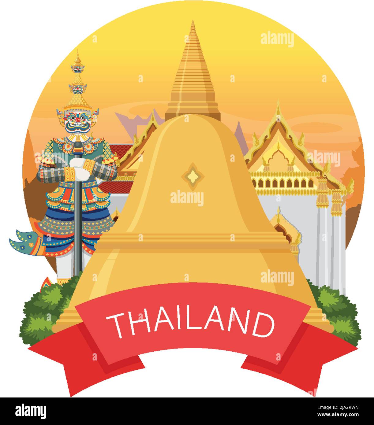 Bangkok Thailand Landmark Logo Banner illustration Stock Vector Image ...