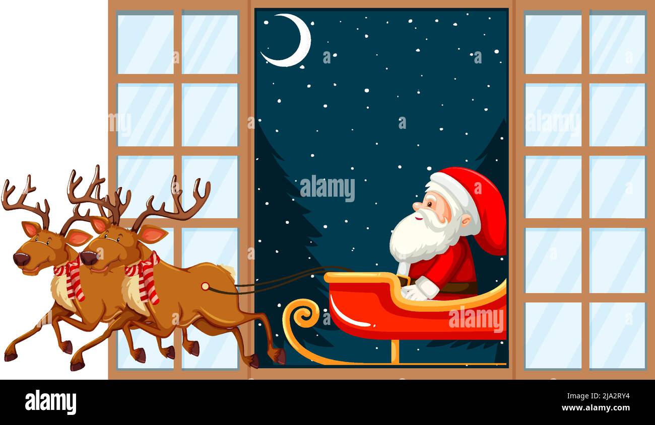 Christmas theme Santa at the door illustration Stock Vector Image & Art ...