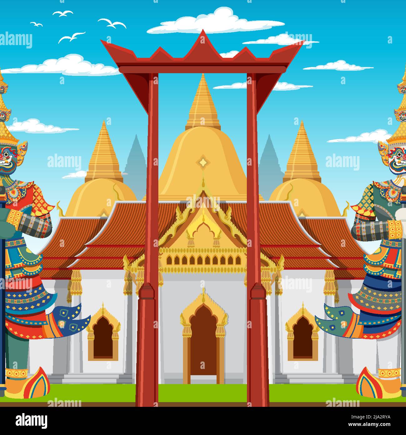 Bangkok Thailand Landmark Background illustration Stock Vector Image ...