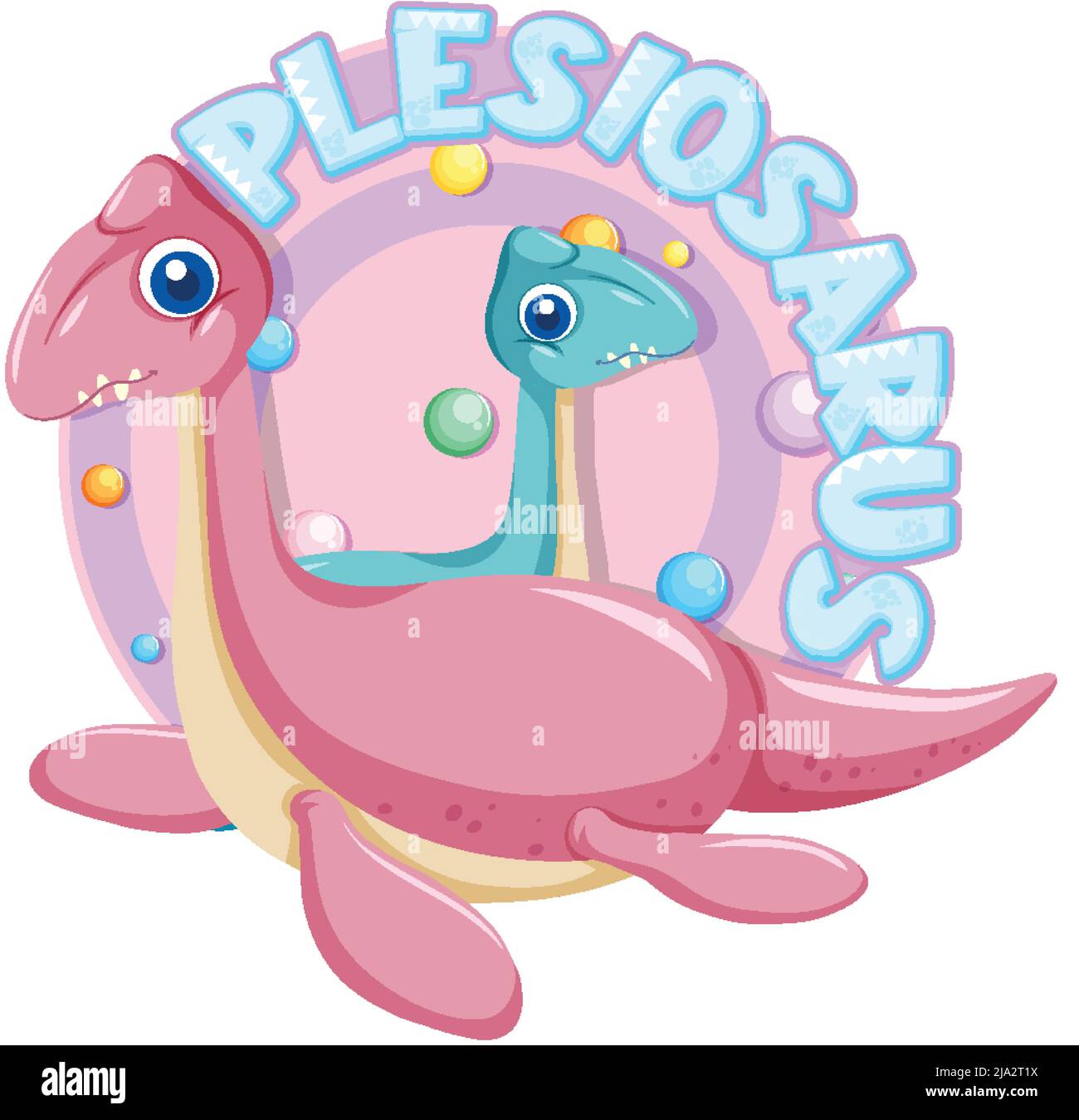 Cute plesiosaurus dinosaur cartoon illustration Stock Vector Image ...