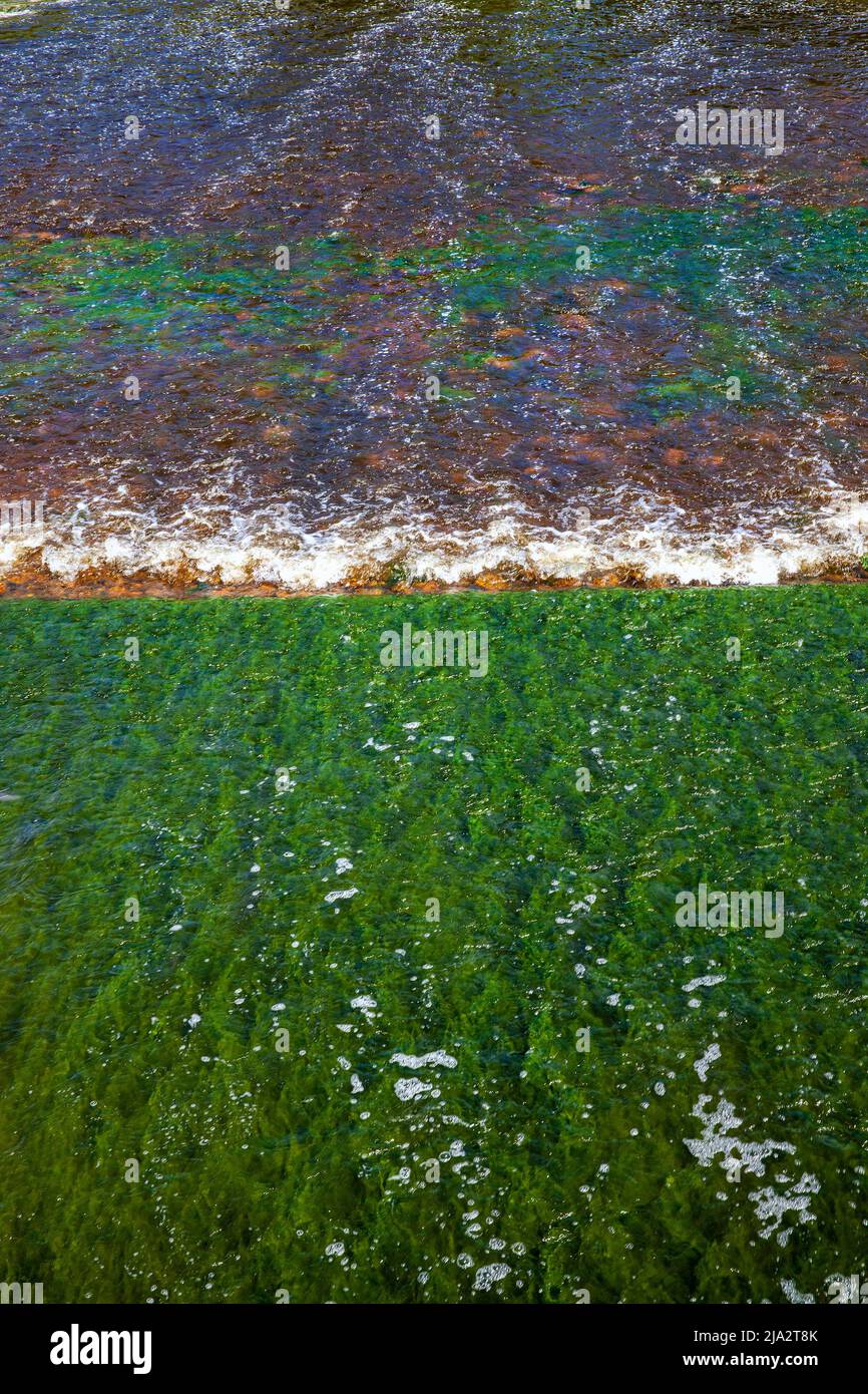 green water and a large number of waves from a small irregularity on ...