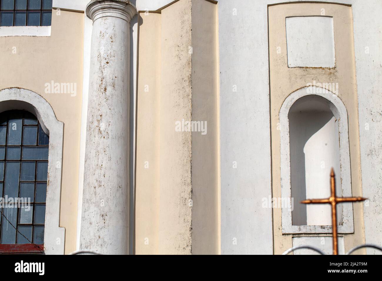 Catholic crosses near the Catholic church building, religious symbols ...