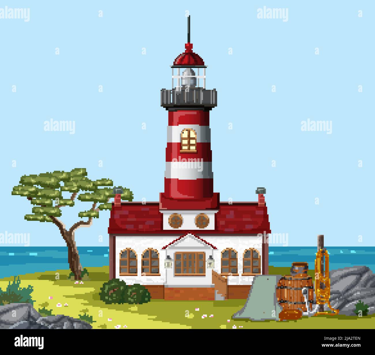 Lighthouse ship in harbor Stock Vector Images - Alamy