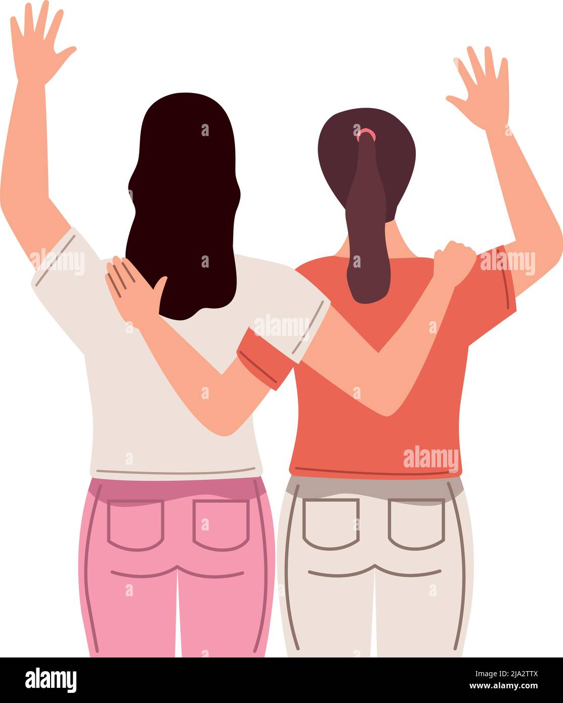 girls friends hugging back Stock Vector Image & Art - Alamy
