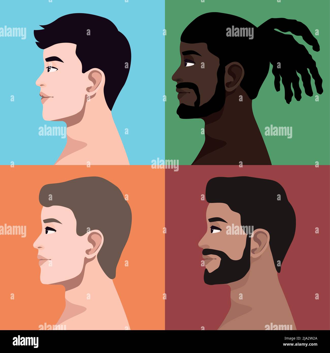four male faces profiles Stock Vector Image & Art - Alamy