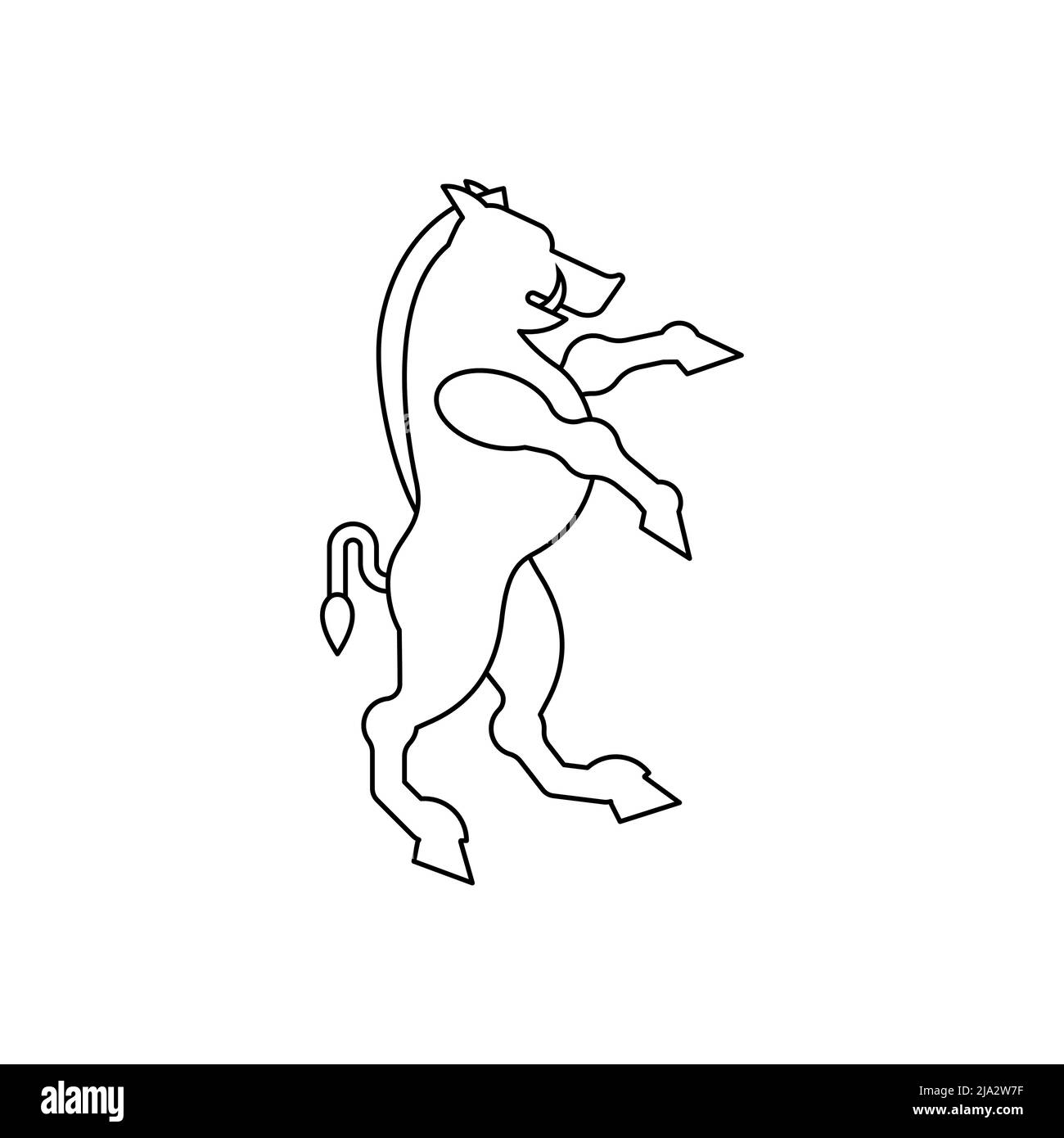 Boar Heraldic animal linear style. Fantastic Beast. Monster for coat of ...