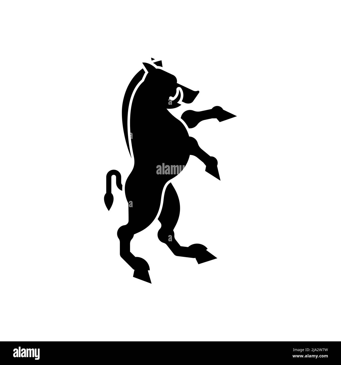 Boar Heraldic animal silhouette. Fantastic Beast. Monster for coat of ...