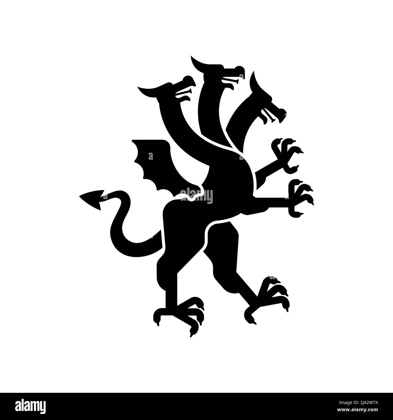 Hydra Heraldic animal silhouette. Fantastic Beast. Monster for coat of ...