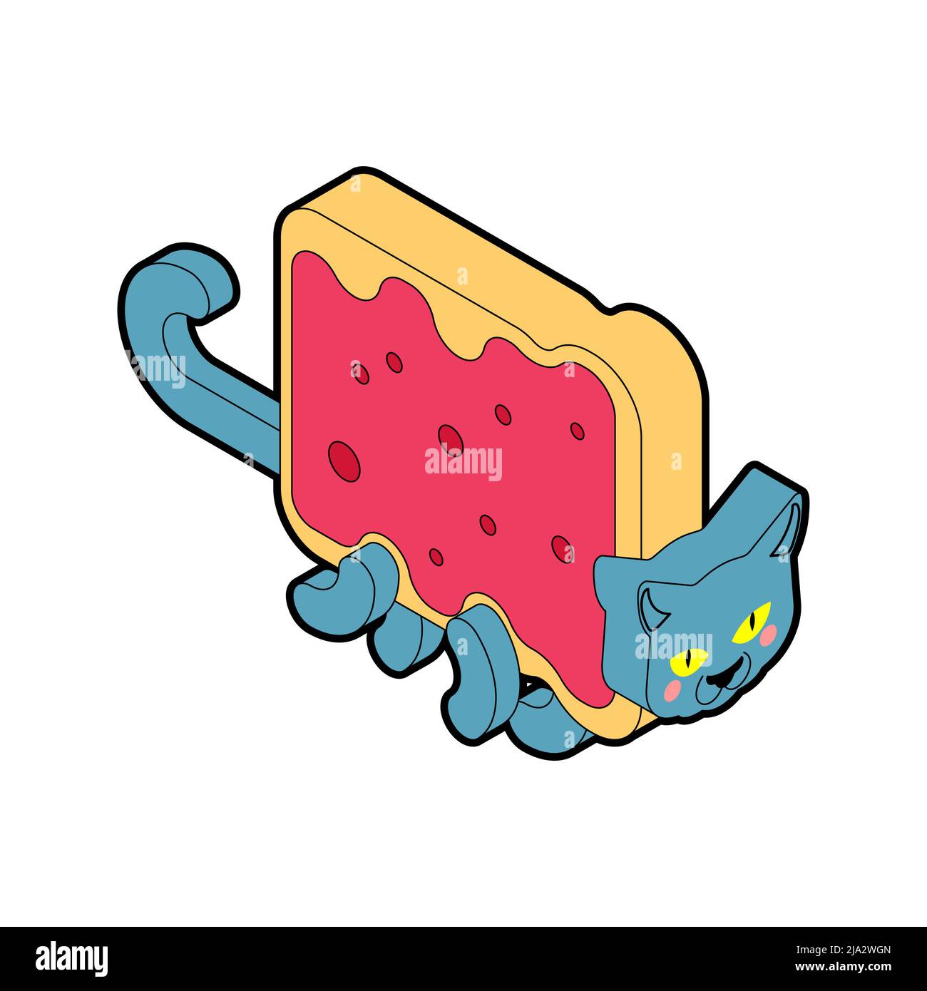 Cat sandwich with jam isolated. edible pet Vector illustration Stock ...