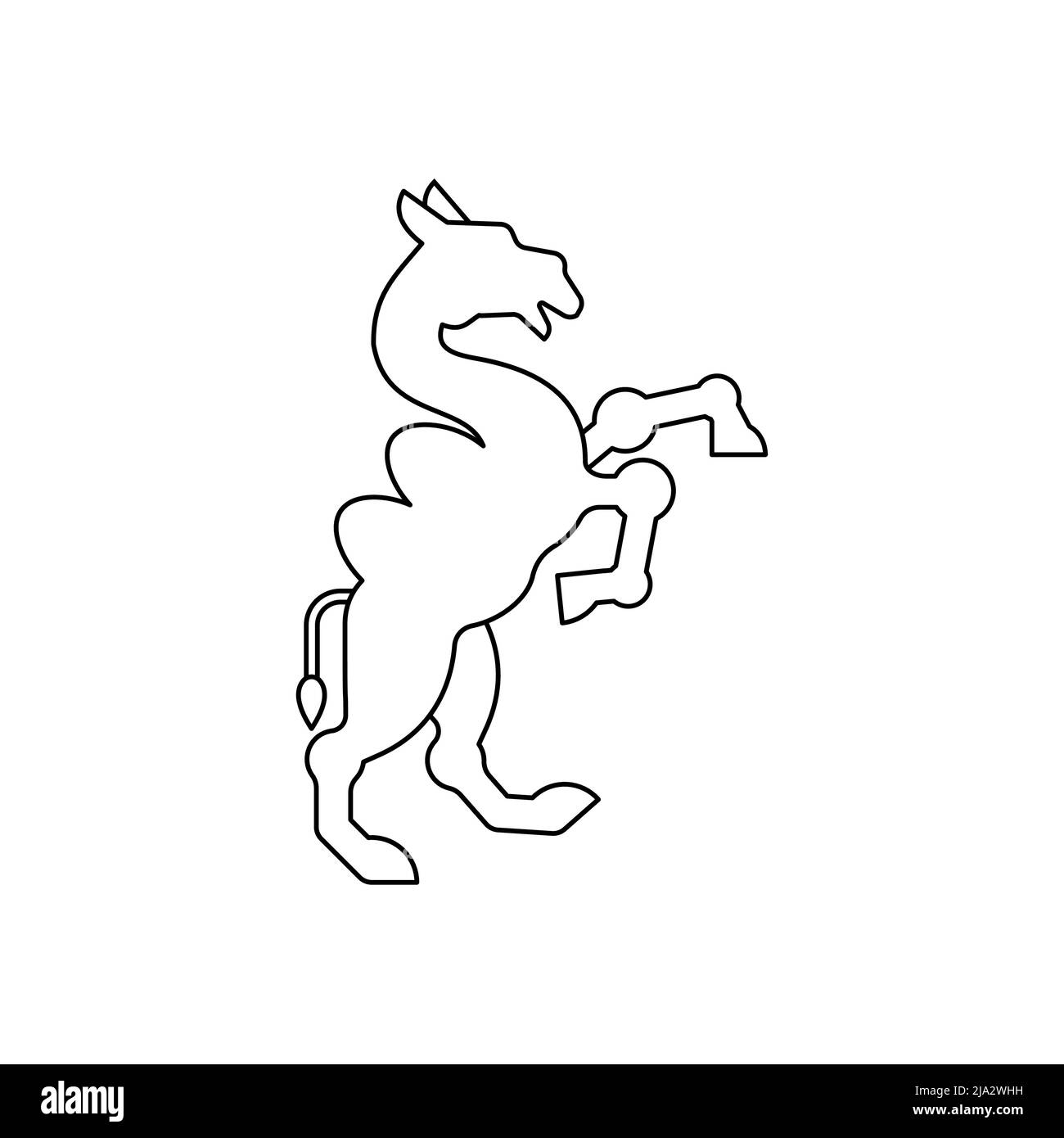 Camel Heraldic animal linear style. Fantastic Beast. Monster for coat ...