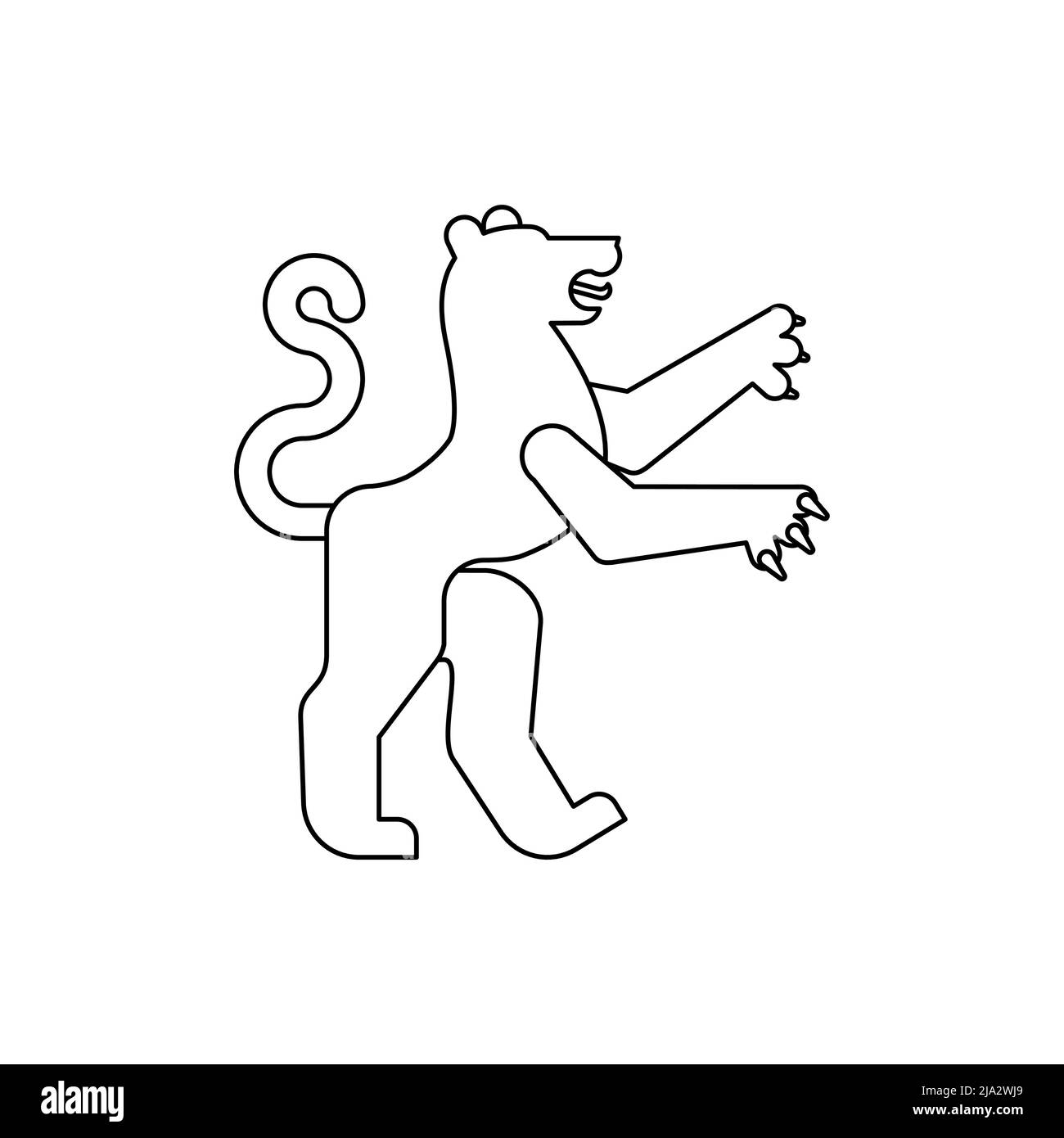 Panther Heraldic animal linear style. Fantastic Beast. Monster for coat ...