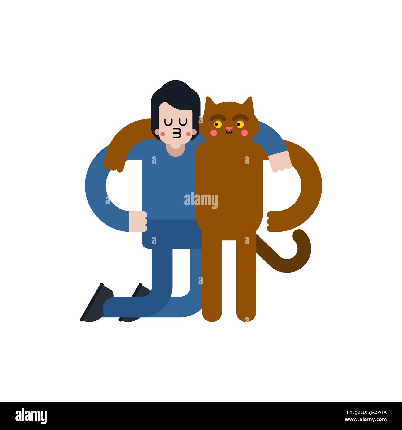 Lover cat Hugs. Loving couple Boyfriend and cat. Romantic relationship ...