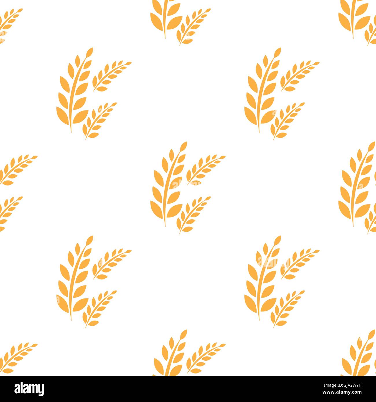 Yellow grass wheat leaves isolated on white background is in Seamless ...