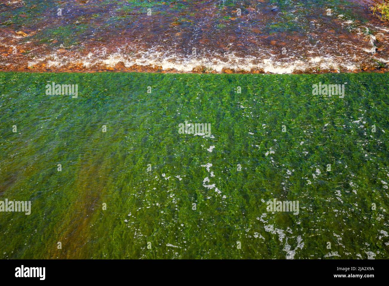green water and a large number of waves from a small irregularity on ...