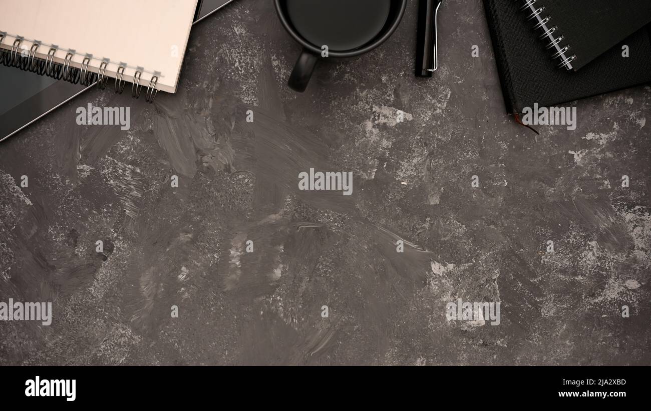 Modern stylish workspace top view, flat lay with office accessories and ...