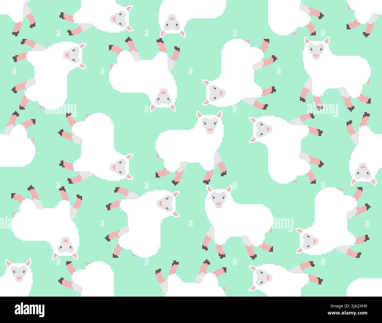 Sheep pixel art pattern seamless. Lamb cartoon 8 bit background. Farm animal pixelated texture ...