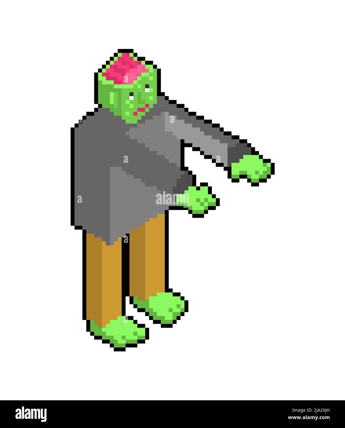 Zombie pixel art. 8 bit Dead man monster. pixelated zombi Vector ...
