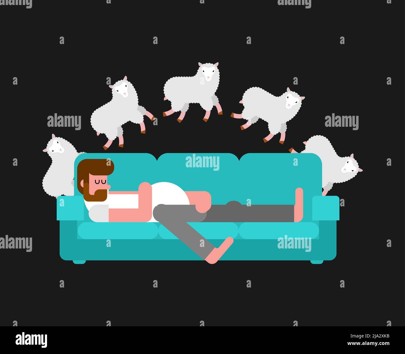 Man Sleeps And Counts Sheep Counting Sheep Before Bedtime Stock Vector Image And Art Alamy