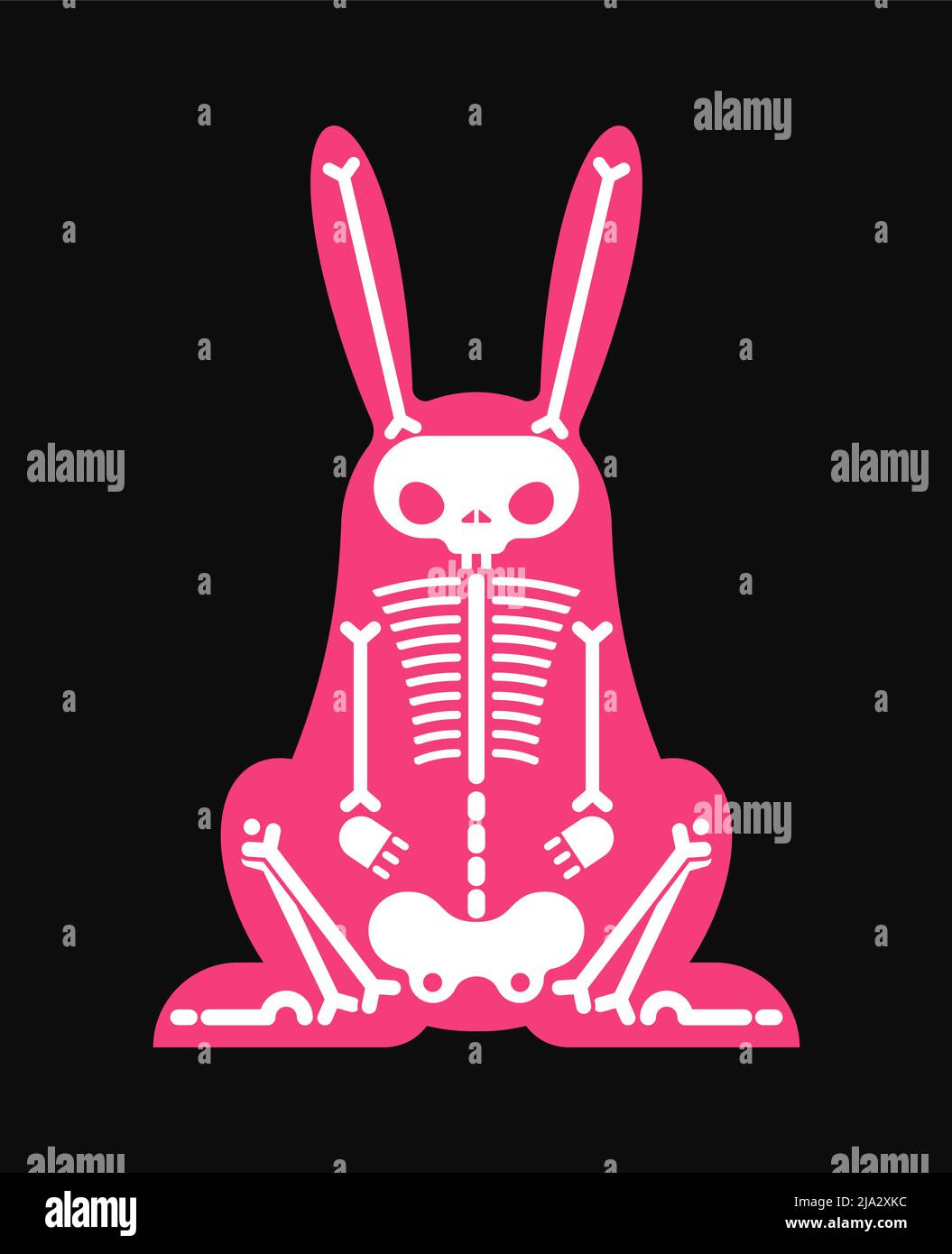 Skeleton Rabbit cartoon isolated. Skull hare Vector illustration Stock ...