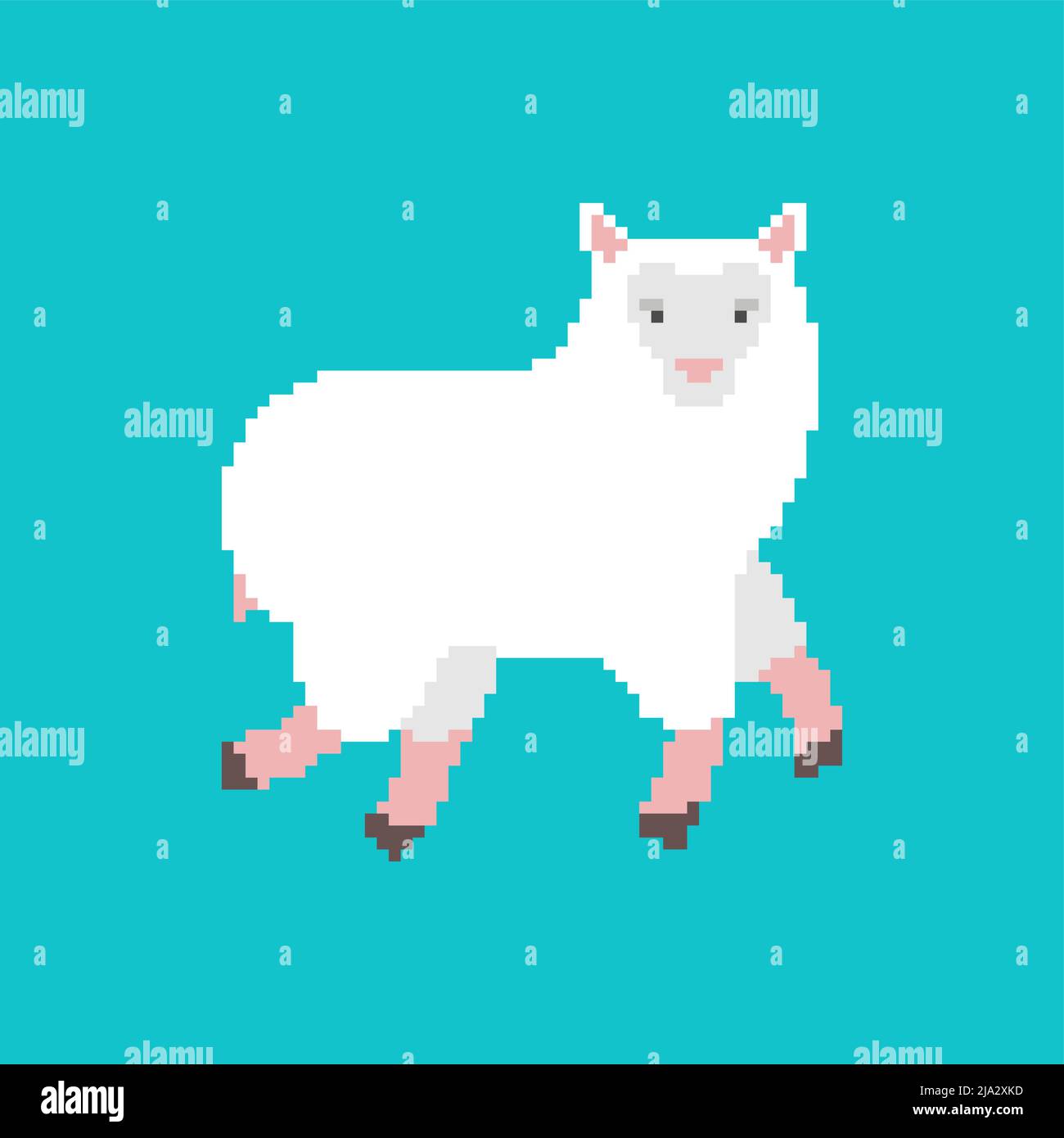 Sheep pixel art. Lamb cartoon 8 bit. Farm animal pixelated Vector ...