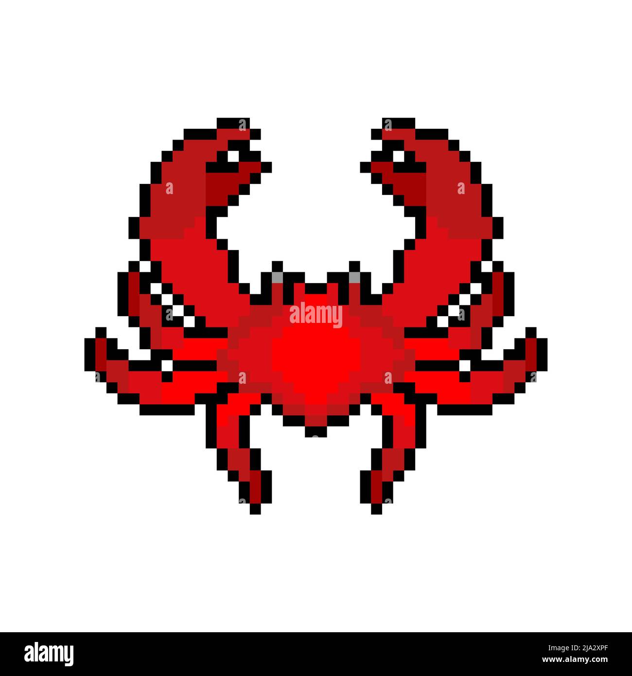 Crab pixel art. Sea cancer 8bit. Sea animal pixelated Vector ...