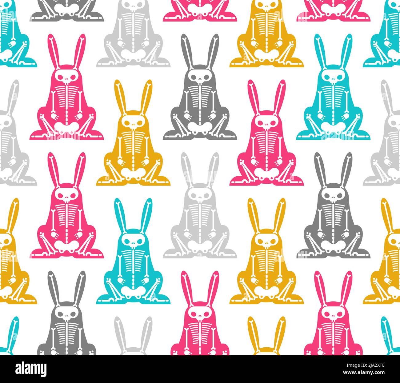 Skeleton Rabbit cartoon pattern seamless. Skull hare background Stock ...