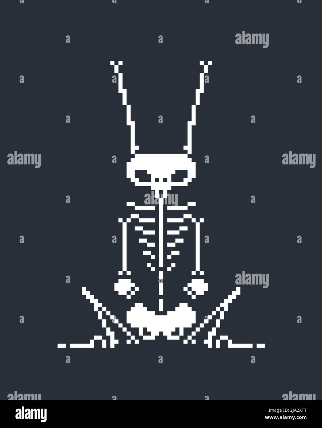 Skeleton Rabbit pixel art. 8 bit Skull hare. pixelated Vector ...