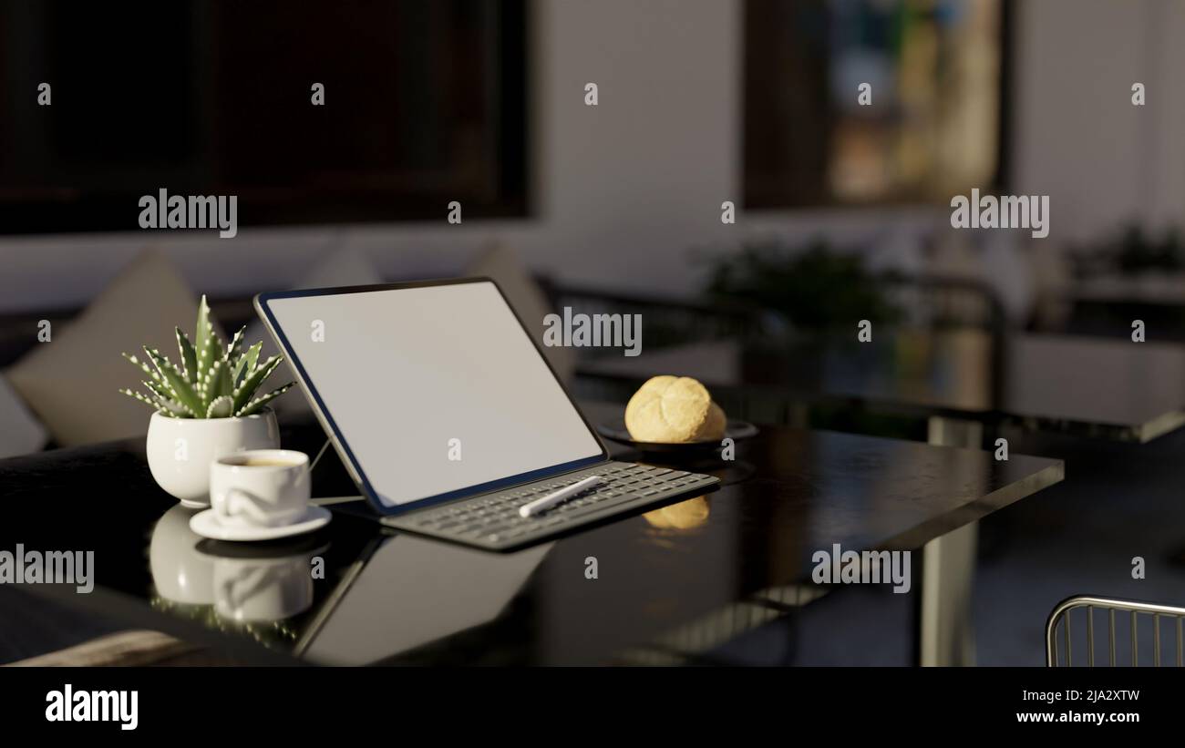 Close-up image, Portable tablet touchpad with wireless keyboard and ...