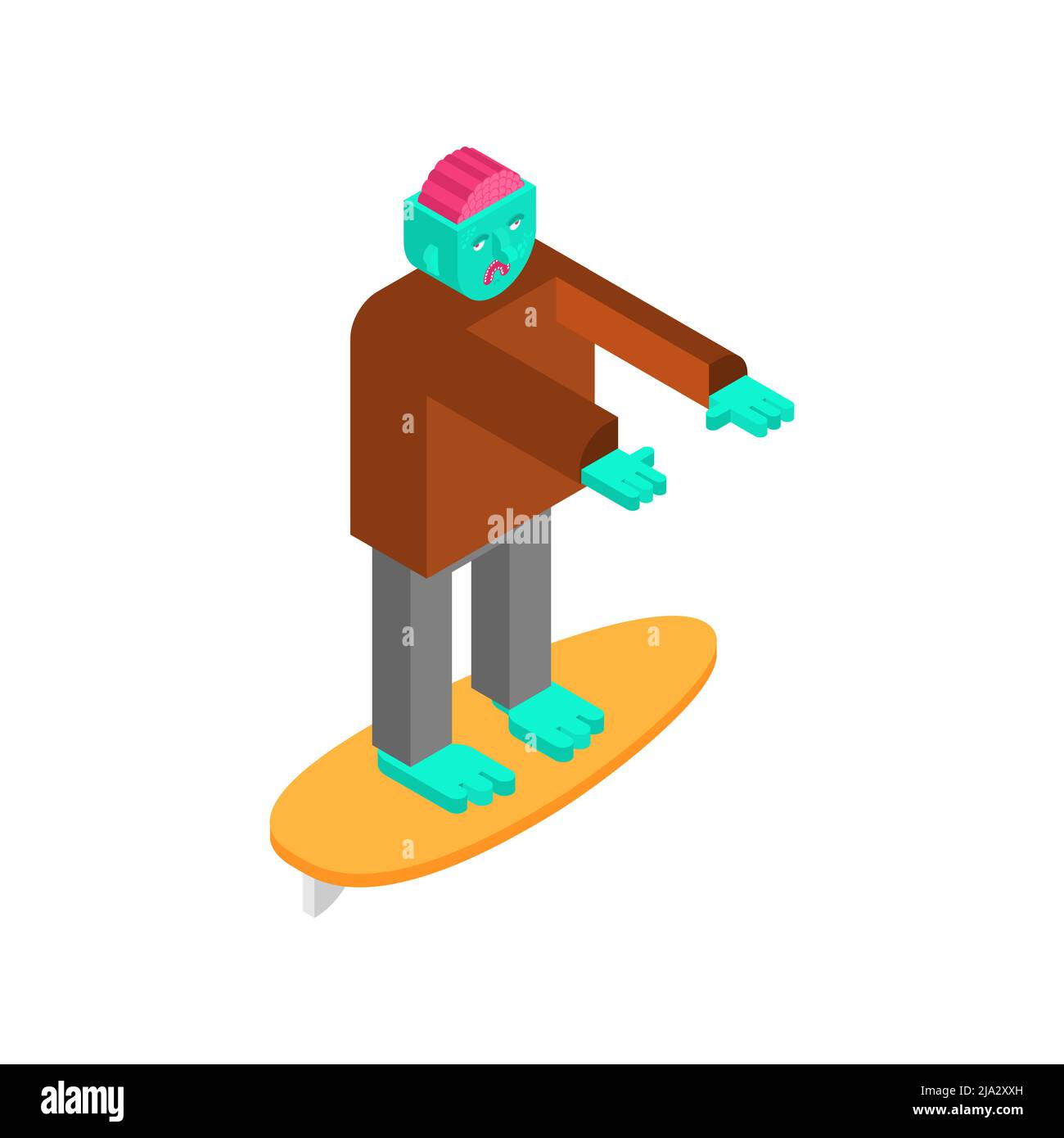 Zombie surfer. Dead man and surfboard. monster and surf Stock Vector ...