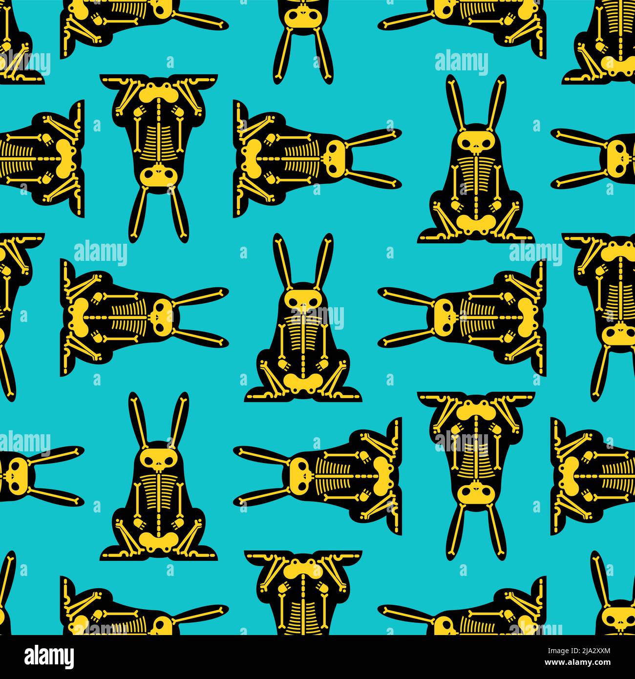 Skeleton Rabbit cartoon pattern seamless. Skull hare background Stock ...