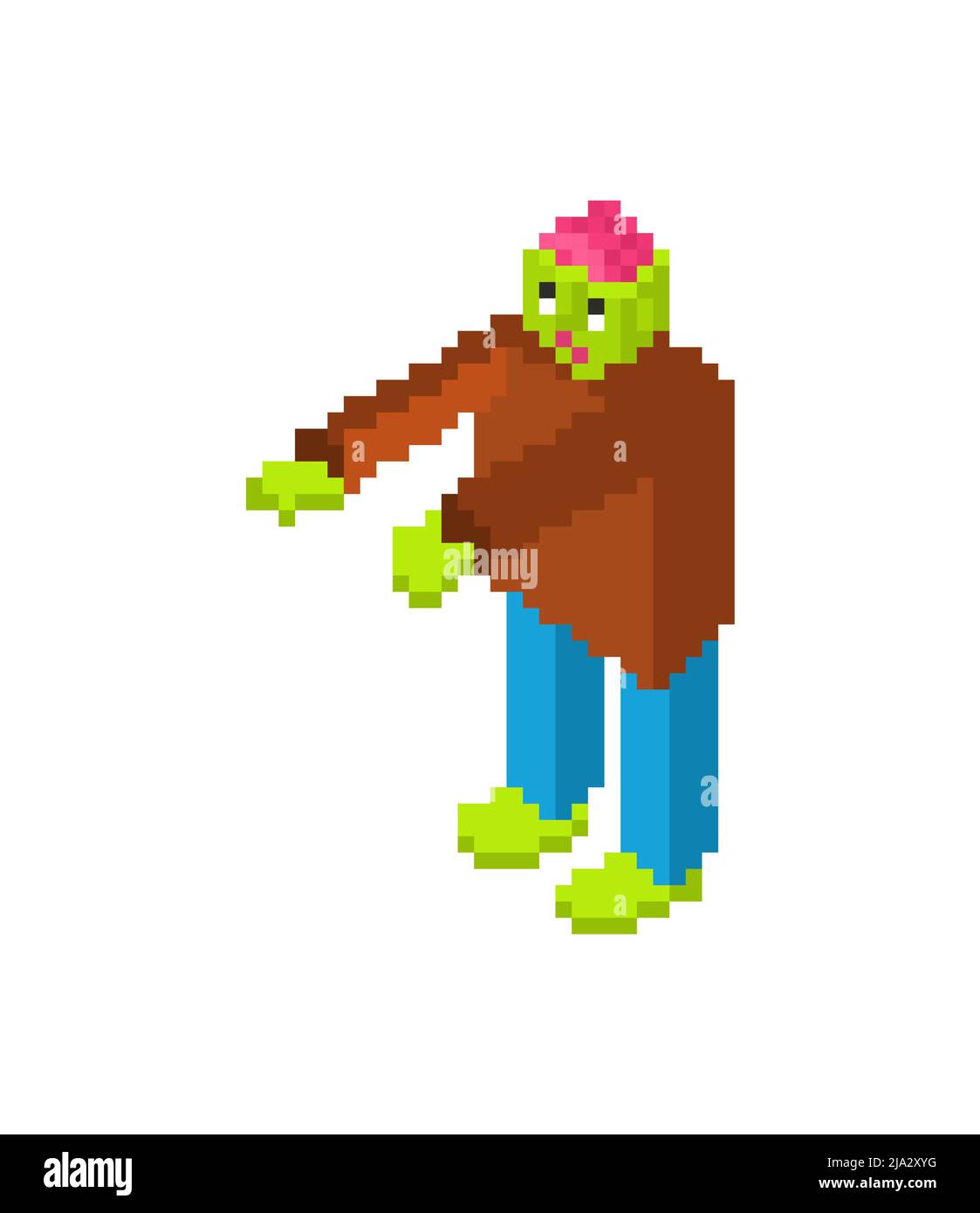 Zombie pixel art. 8 bit Dead man monster. pixelated zombi Vector ...