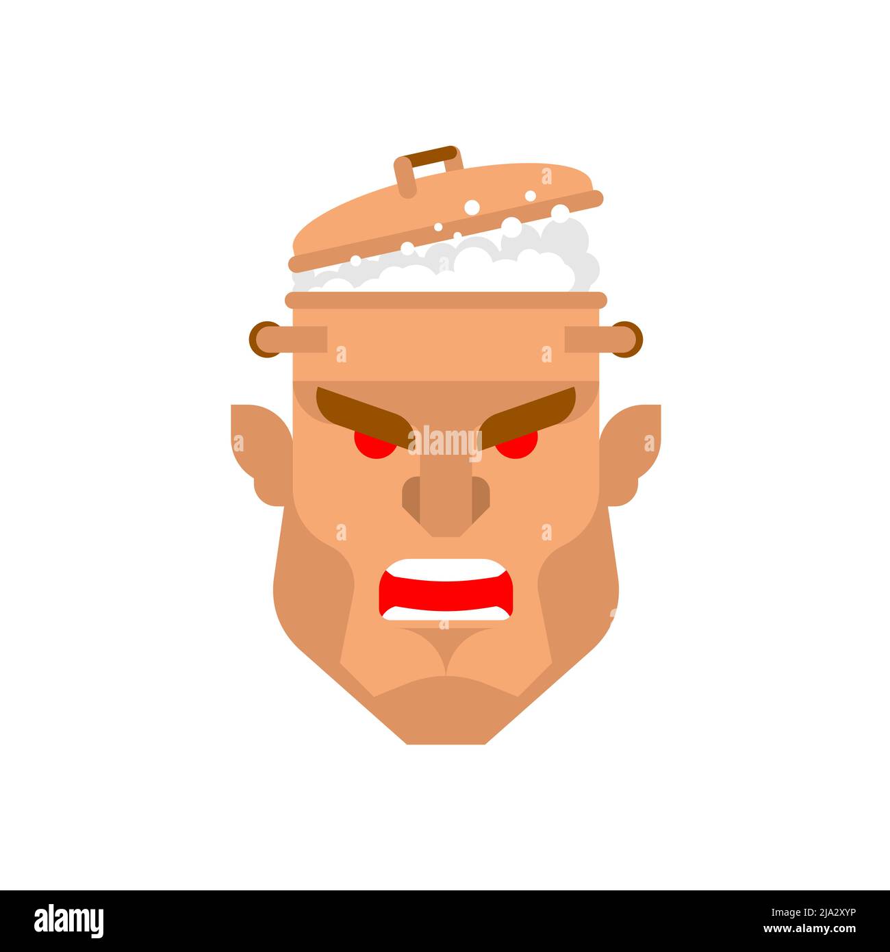 Anger head Boiling pot isolated. Rage face pot is boiling. Vector ...