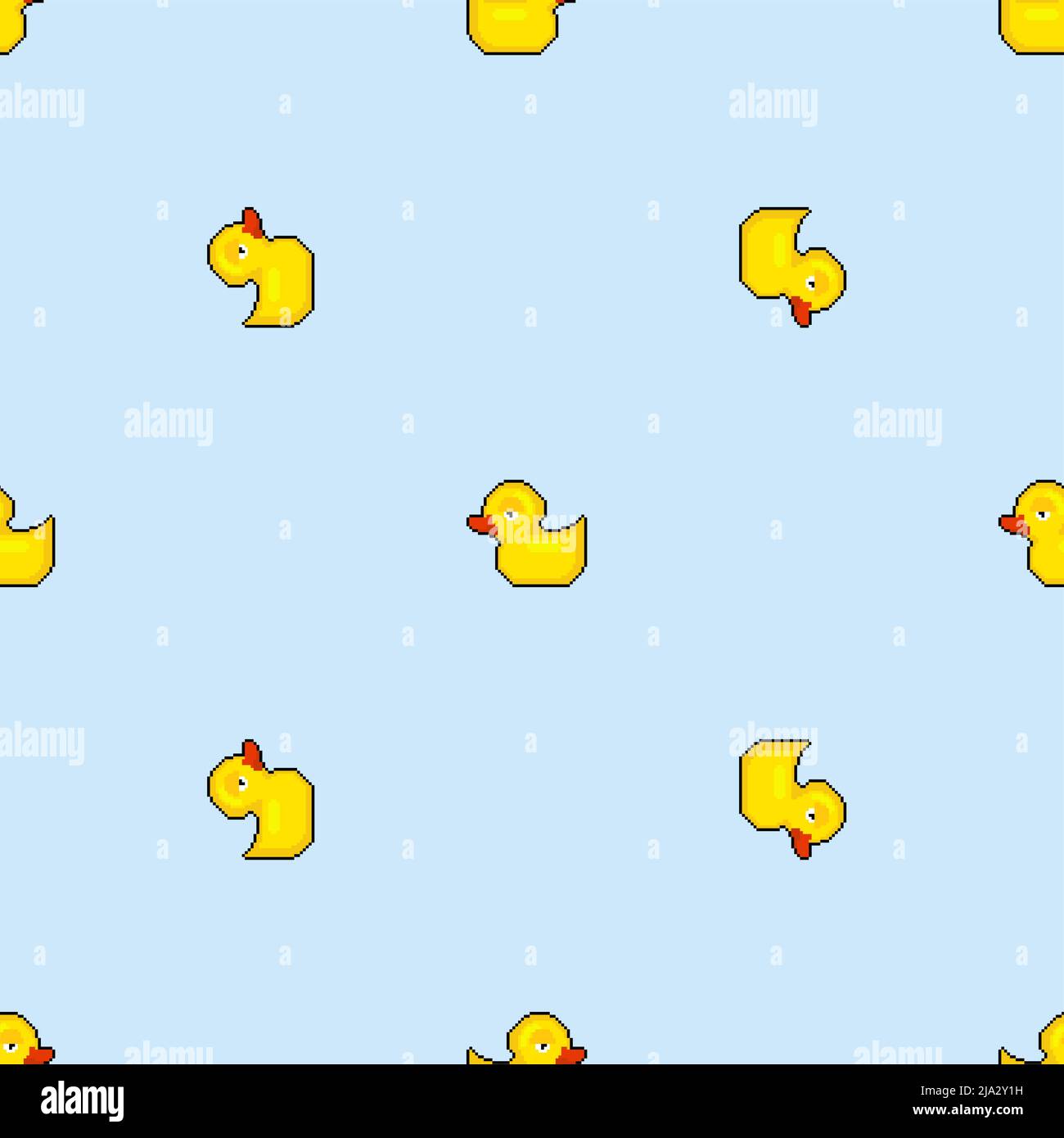 Rubber Duck Pixel Art Pattern Seamless 8 Bit Toy Background Pixelated Texture Stock Vector