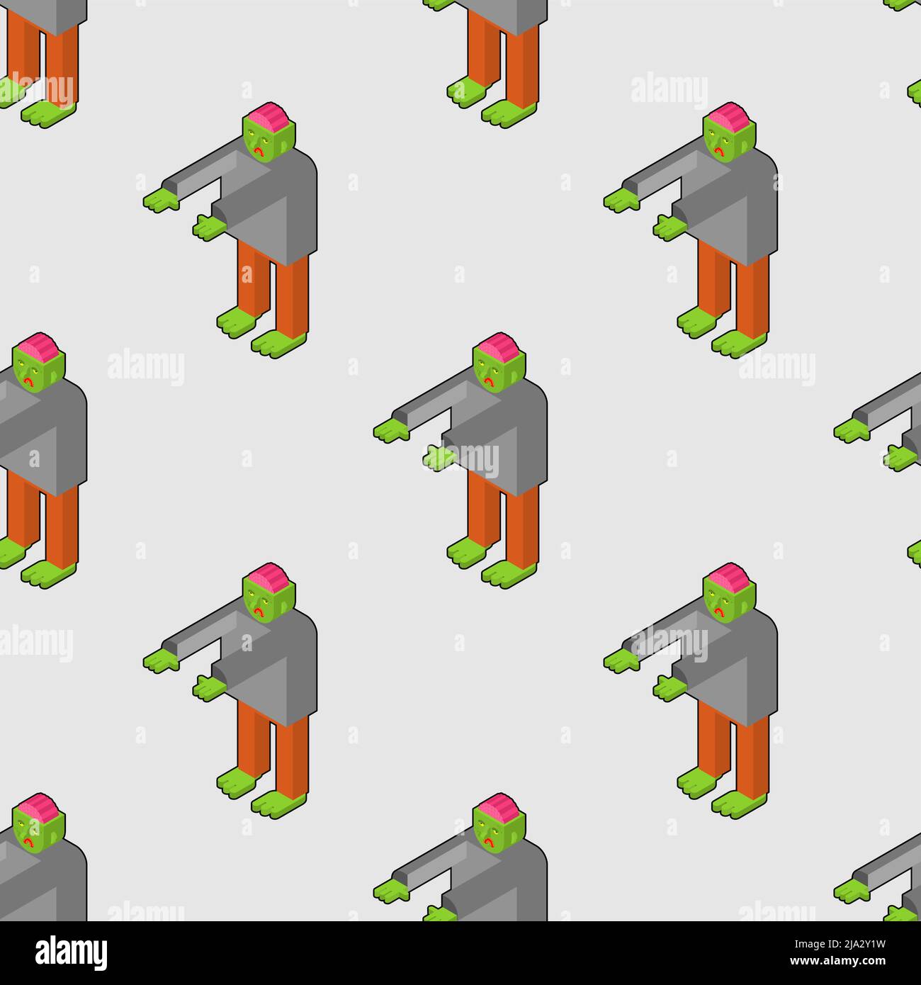 Zombie isometric pattern seamless. Dead man monster texture. zombi ...