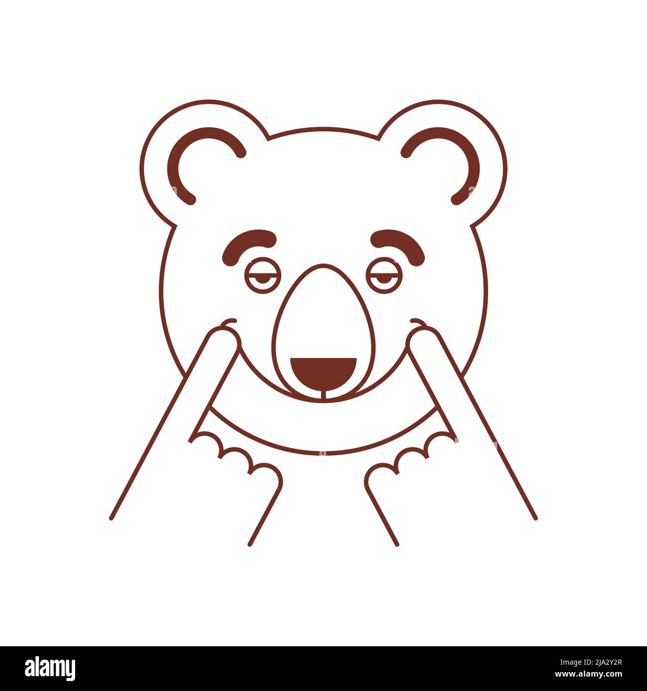 Bear smile. Beast counterfeit joy. Bear Stretch smile with your fingers ...