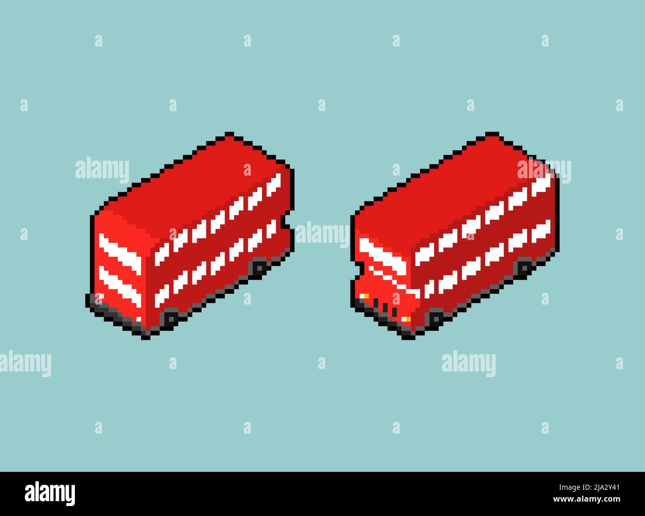 London Red double decker pixel art. pixelated UK Landmark sign. 8 bit ...