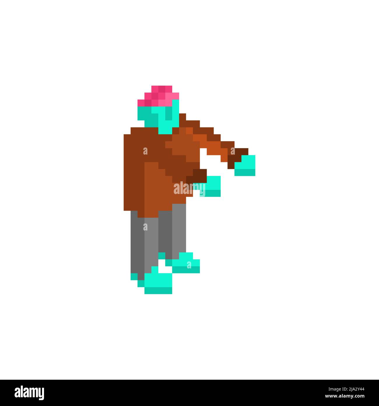 Zombie pixel art. 8 bit Dead man monster. pixelated zombi Vector ...