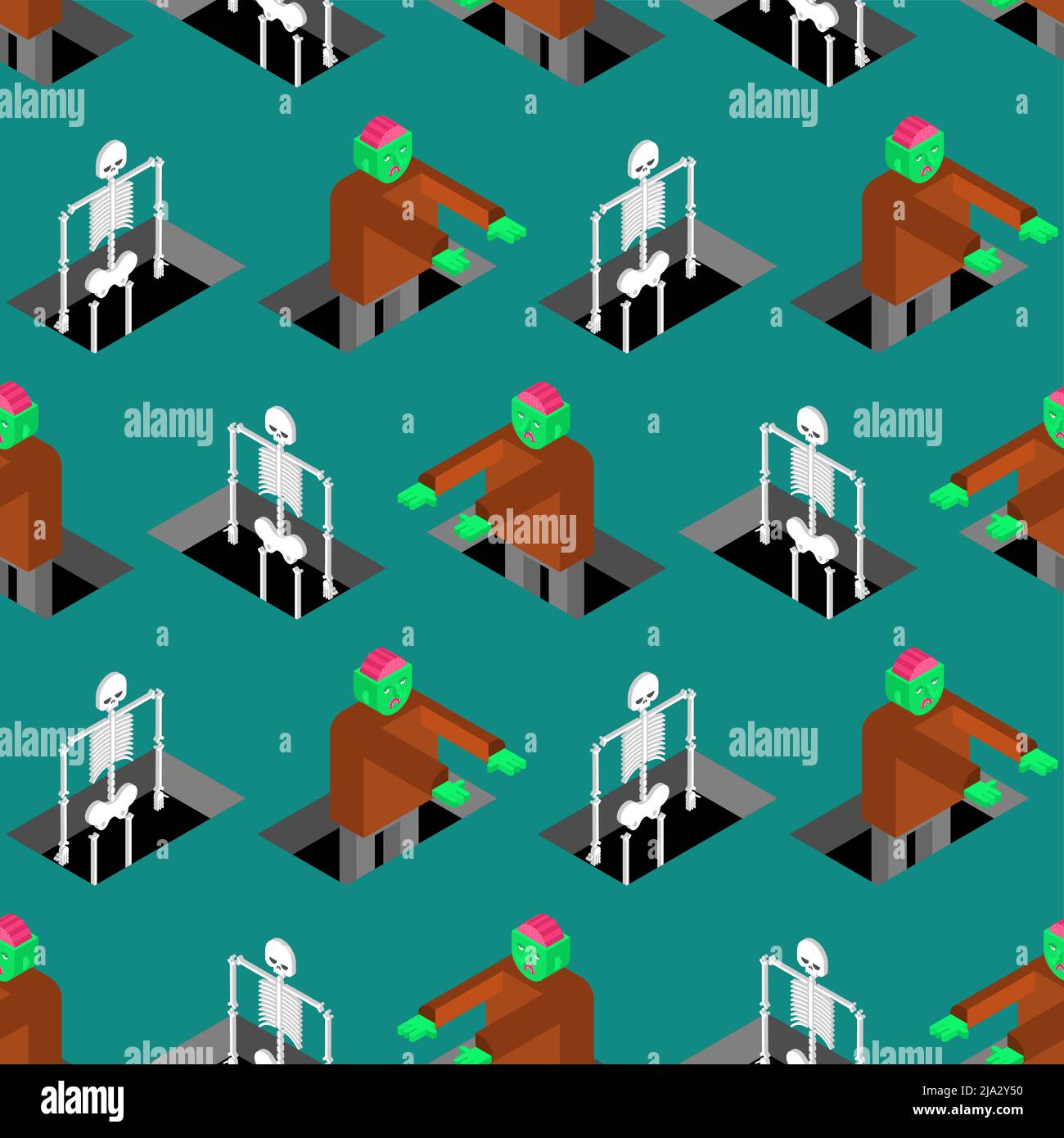 Cemetery background. Skeleton coming out of grave pattern seamless ...