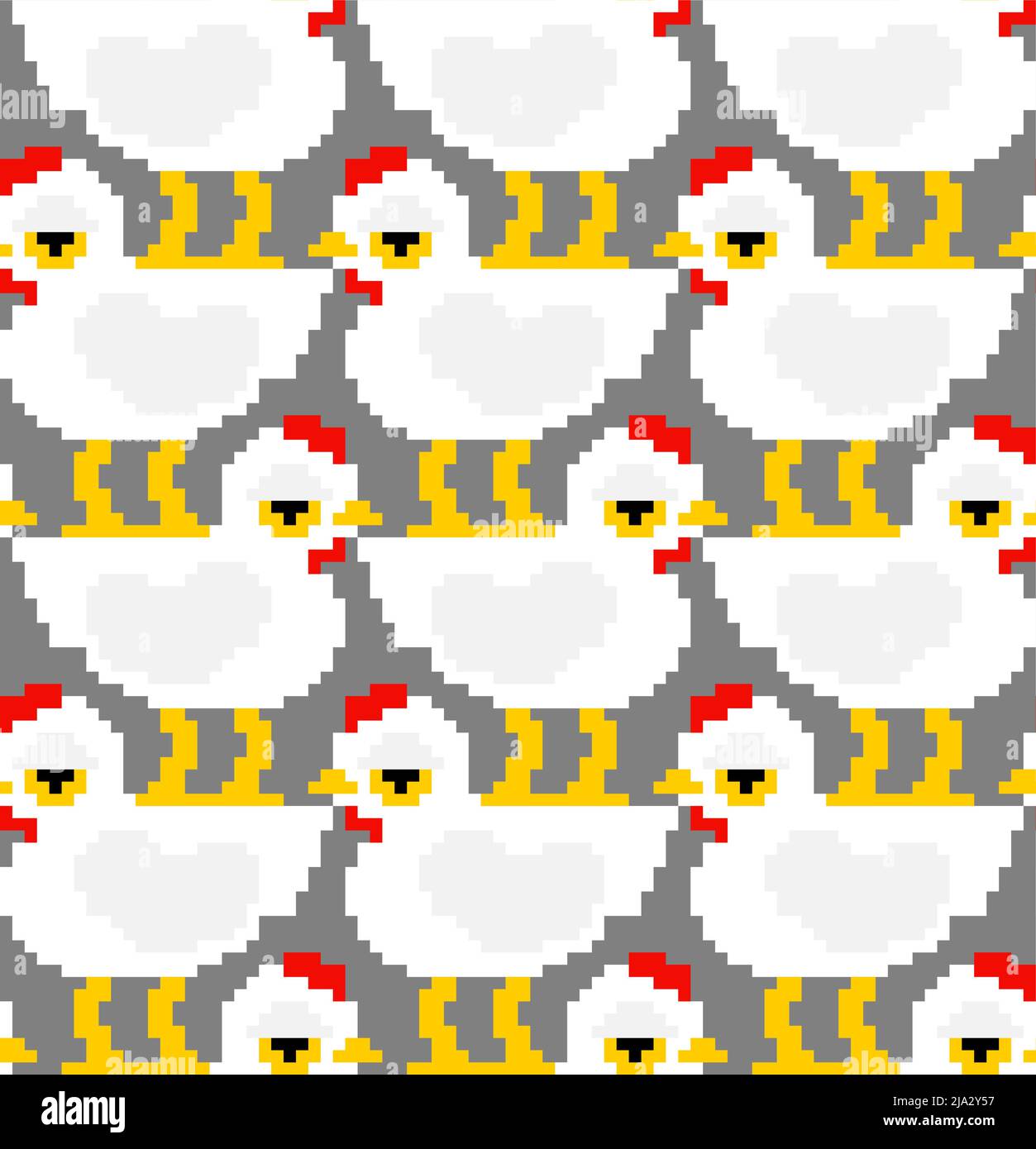 Chicken pixel art pattern seamless. 8 bit hen background. pixelated ...