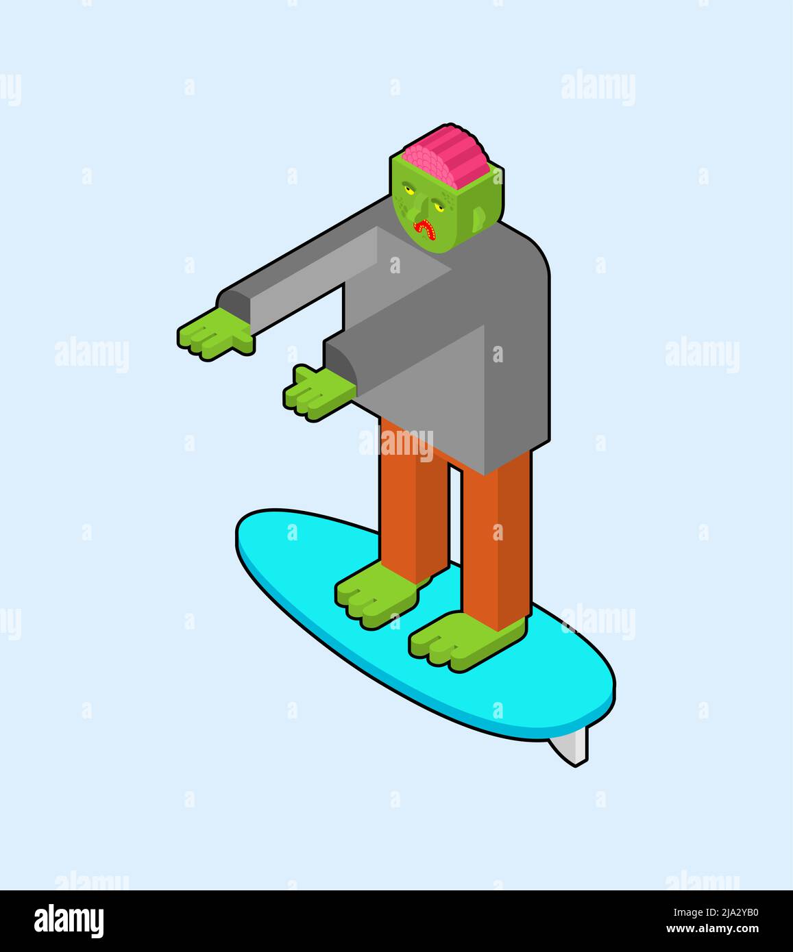 Zombie surfer. Dead man and surfboard. monster and surf Stock Vector ...