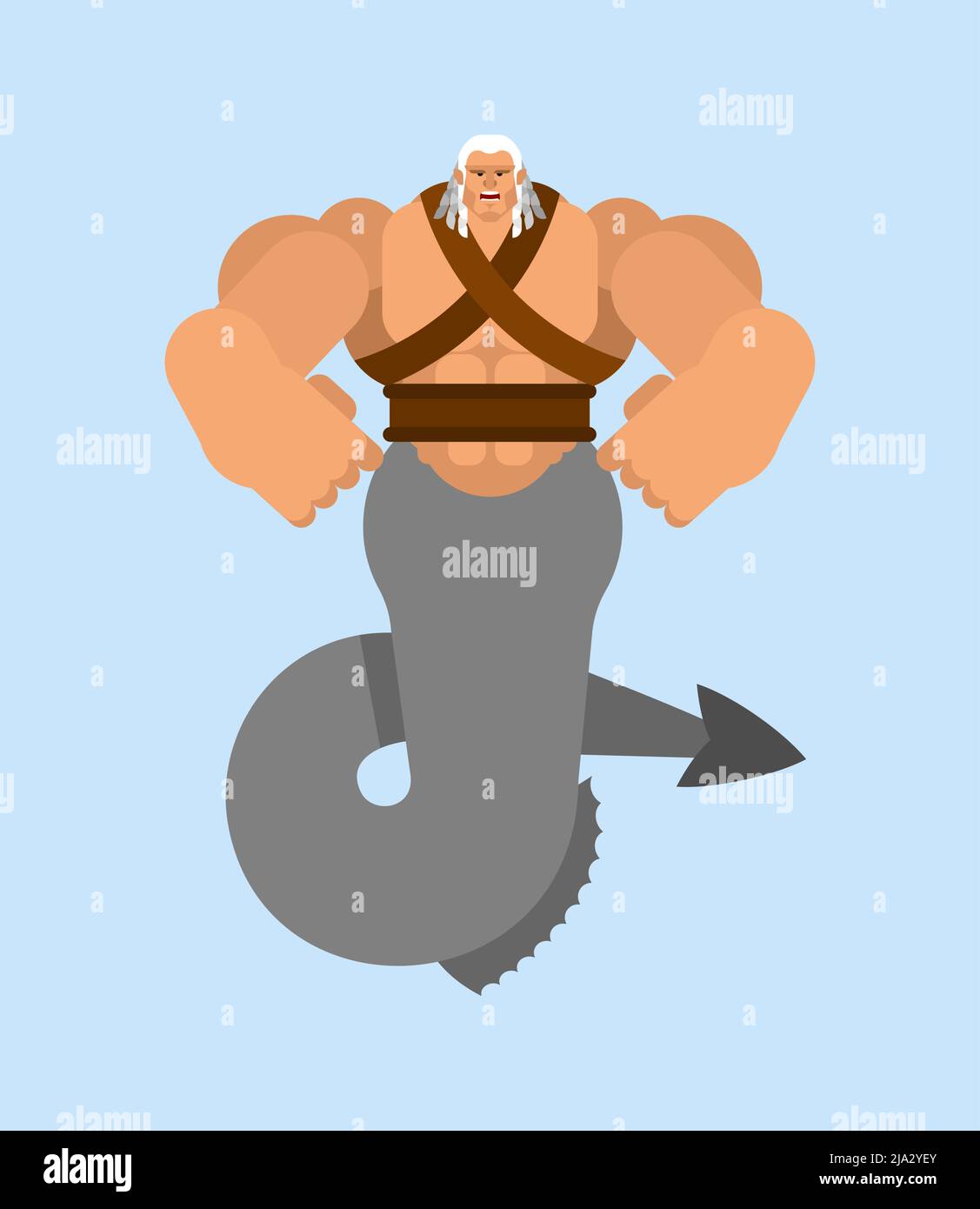 Mermaid man isolated. Strong underwater inhabitants. Vector ...