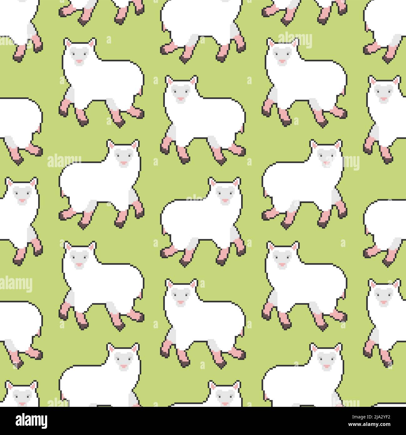Sheep pixel art pattern seamless. Lamb cartoon 8 bit background. Farm animal pixelated texture ...