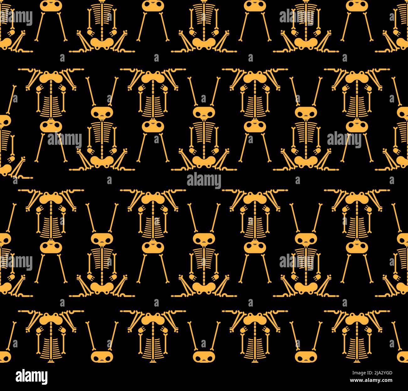 Skeleton Rabbit cartoon pattern seamless. Skull hare background Stock ...