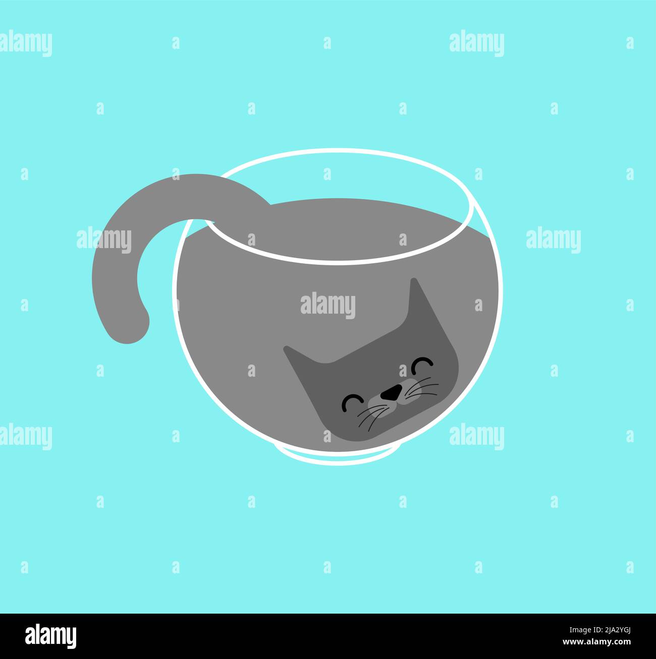 Cat inside jar isolated. kitten inside transparent glass pot Stock ...