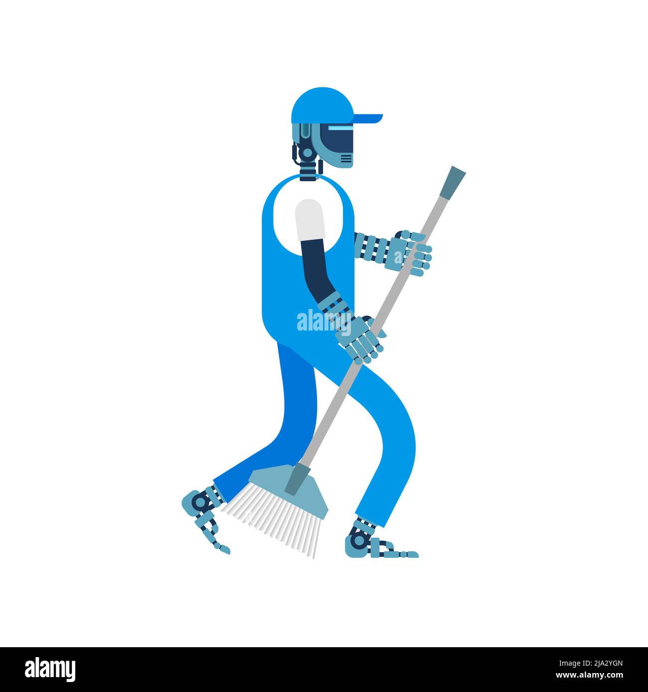 Robot cleaner isolated. Cyborg janitor of the future. Vector ...