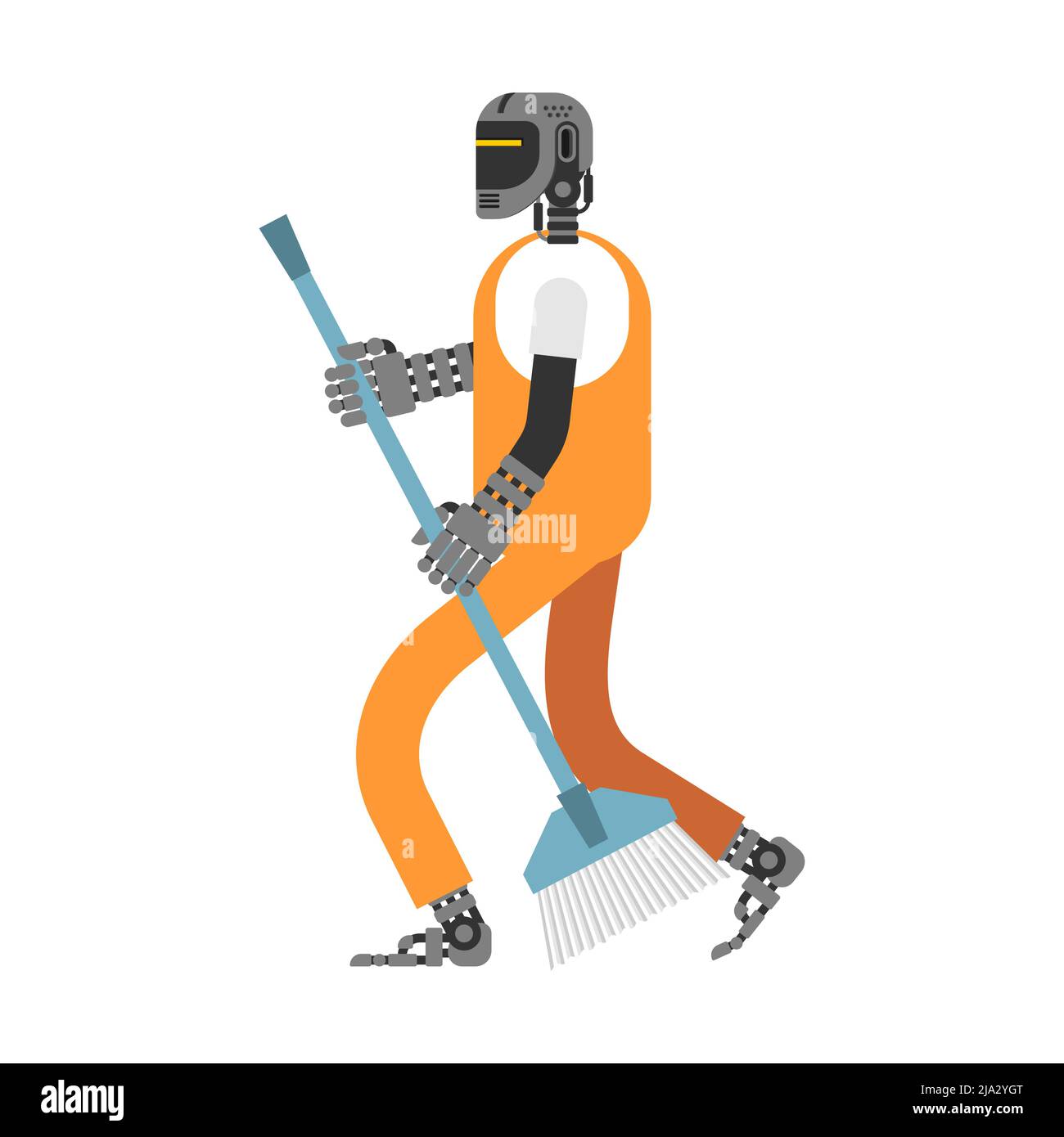 Robot cleaner isolated. Cyborg janitor of the future. Vector ...