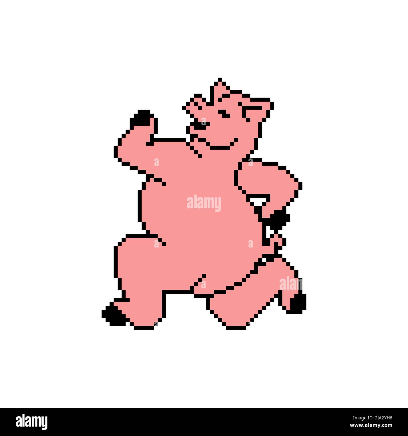 Running pig pixel art. 8 bit swine run. pixelated Vector illustration ...