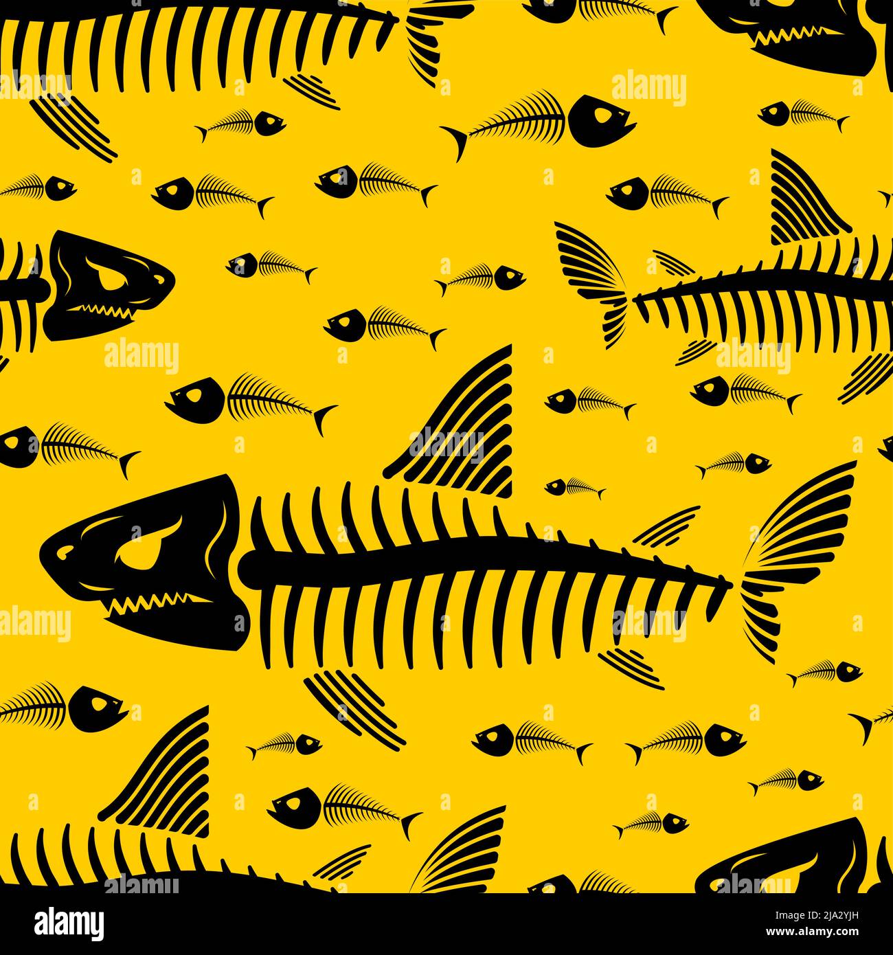 Shark skeleton pattern seamless. fish skull background. fish bones ...