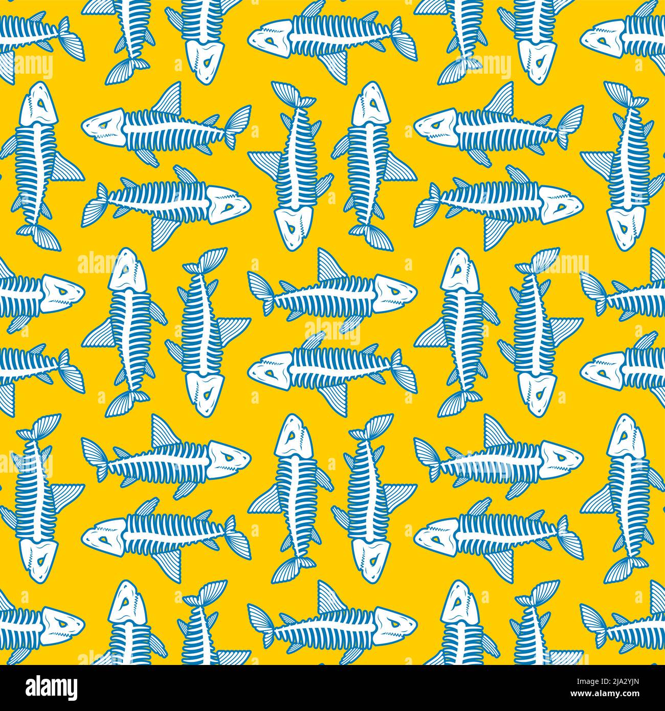 Shark skeleton pattern seamless. fish skull background. fish bones ...