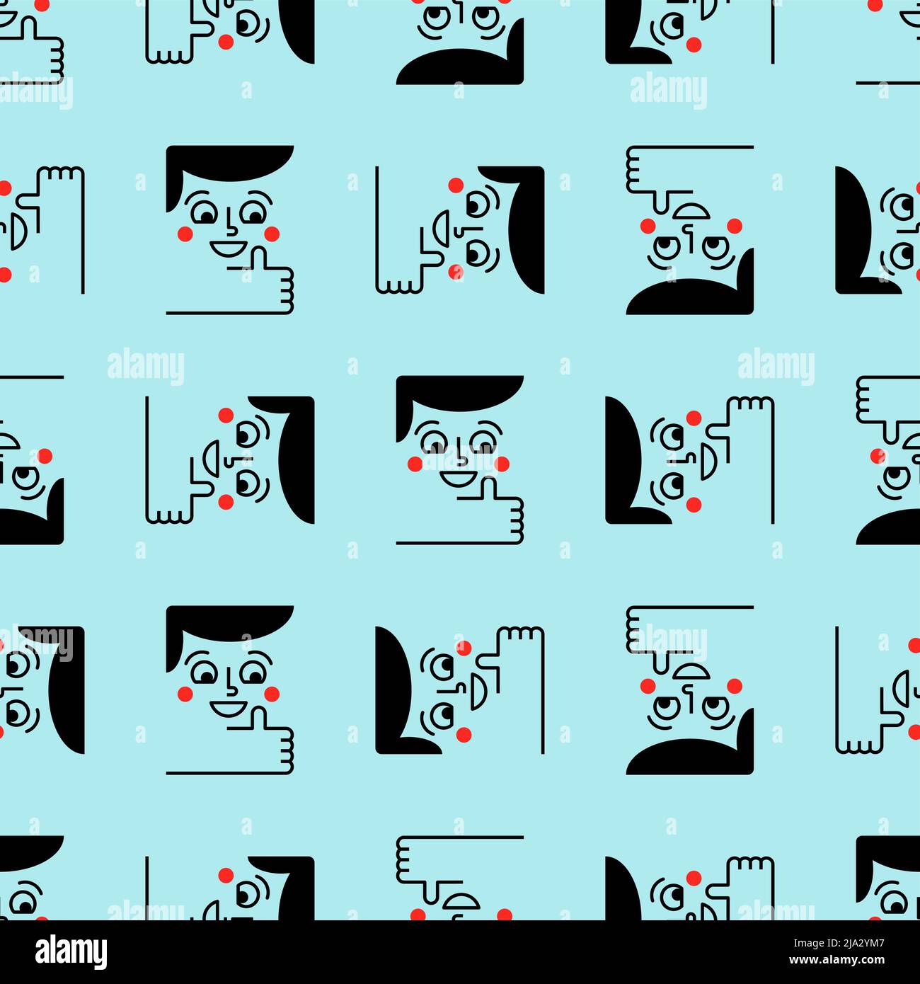 Thumb up sign pattern seamless. everything is very good symbol ...